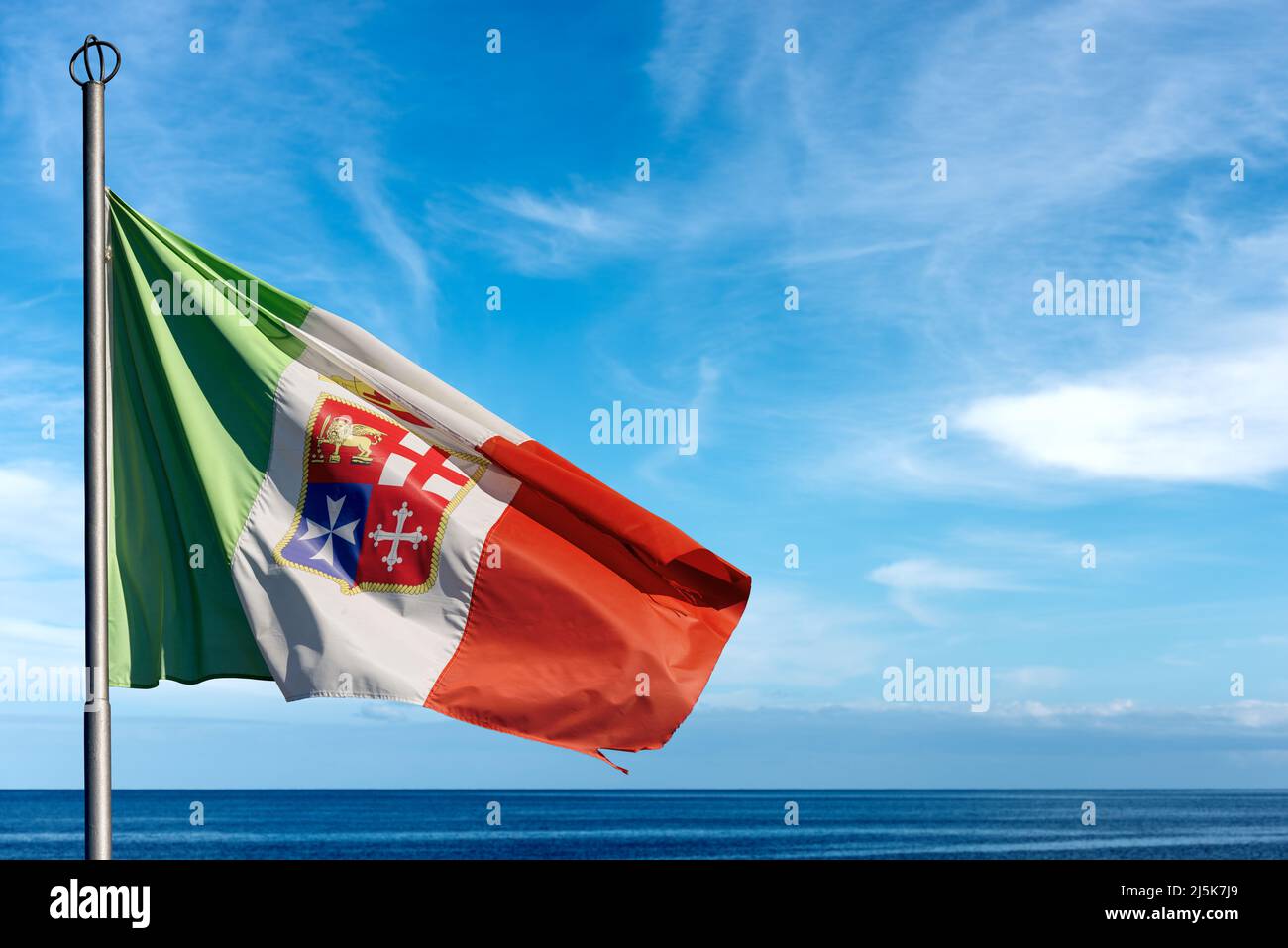Italian Nautical Flag. Italian flag with emblem of the four Maritime ...
