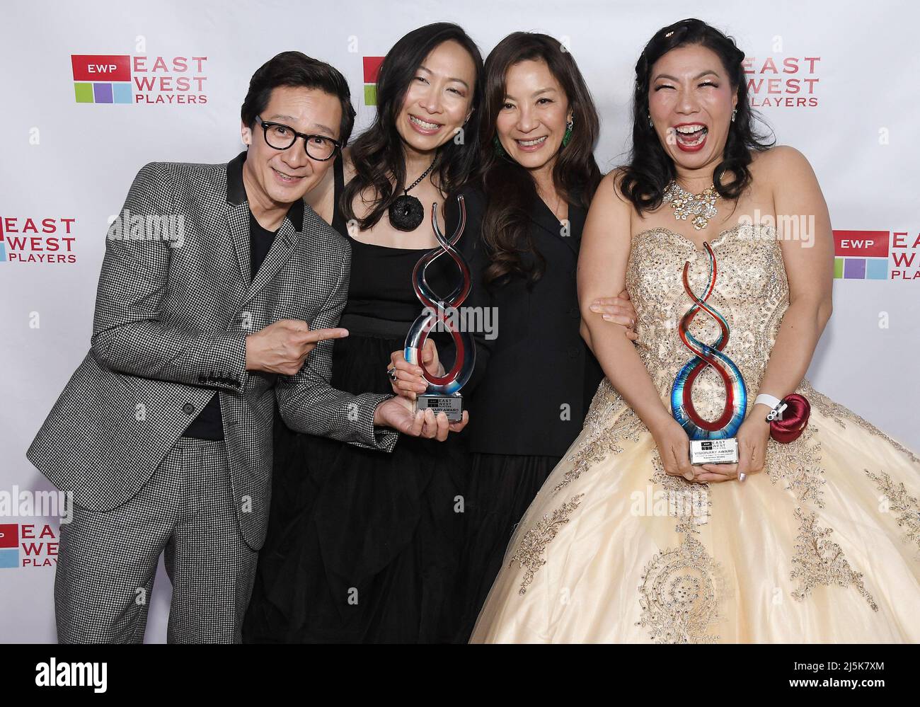 Los Angeles, USA. 23rd Apr, 2022. (L-R) Ke Huy Quan, Jane Lui, Michelle Yeoh and Kristina Wong ...