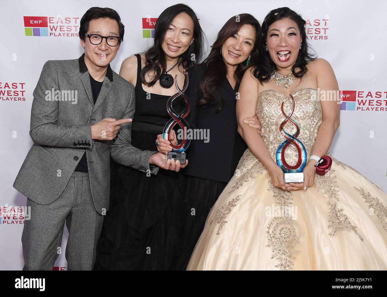 Los Angeles, USA. 23rd Apr, 2022. (L-R) Ke Huy Quan, Jane Lui, Michelle Yeoh and Kristina Wong ...