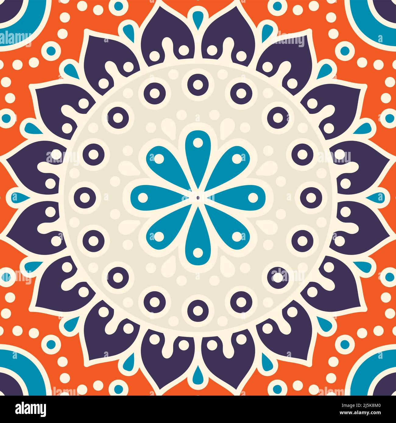 Mandala spiritual mediation pattern in orange blue color Stock Vector ...