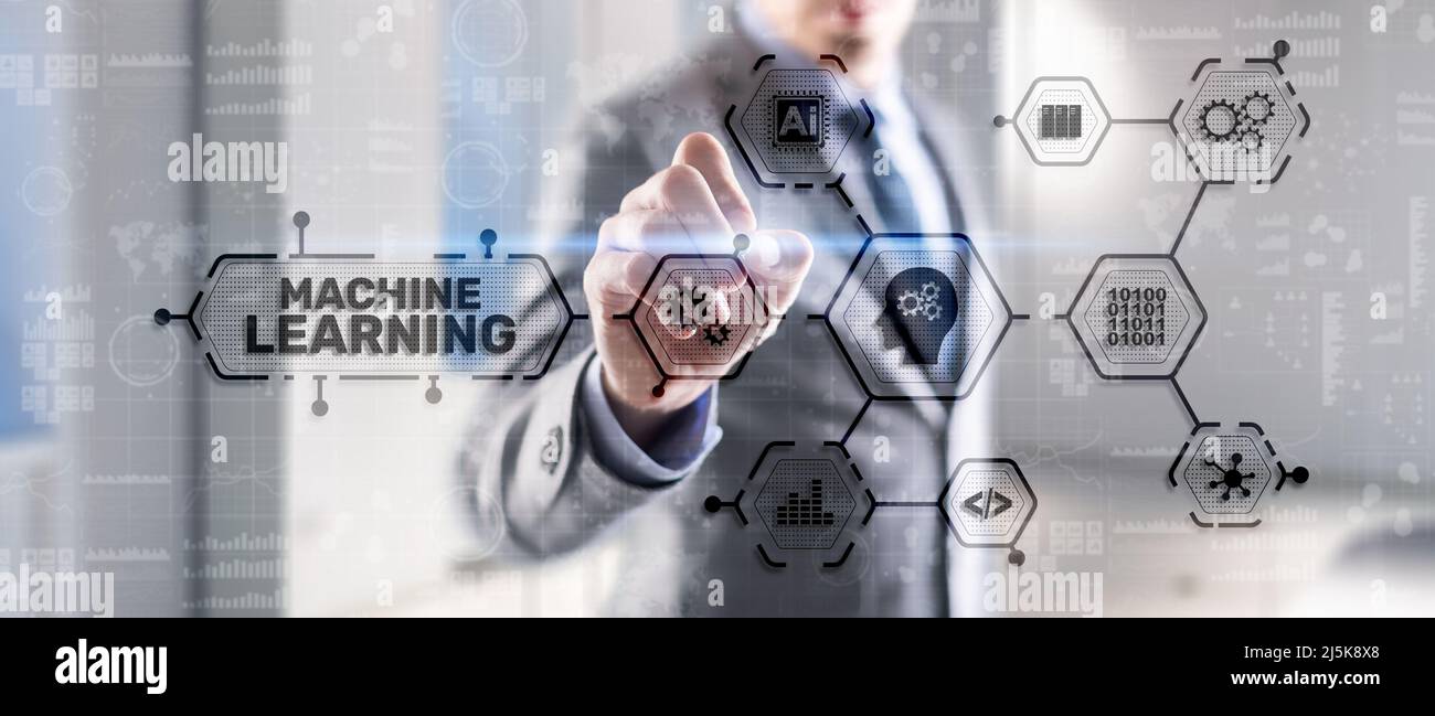 Machine Learning Modern Computer Technologies concept. Artificial intelligence AI Stock Photo ...