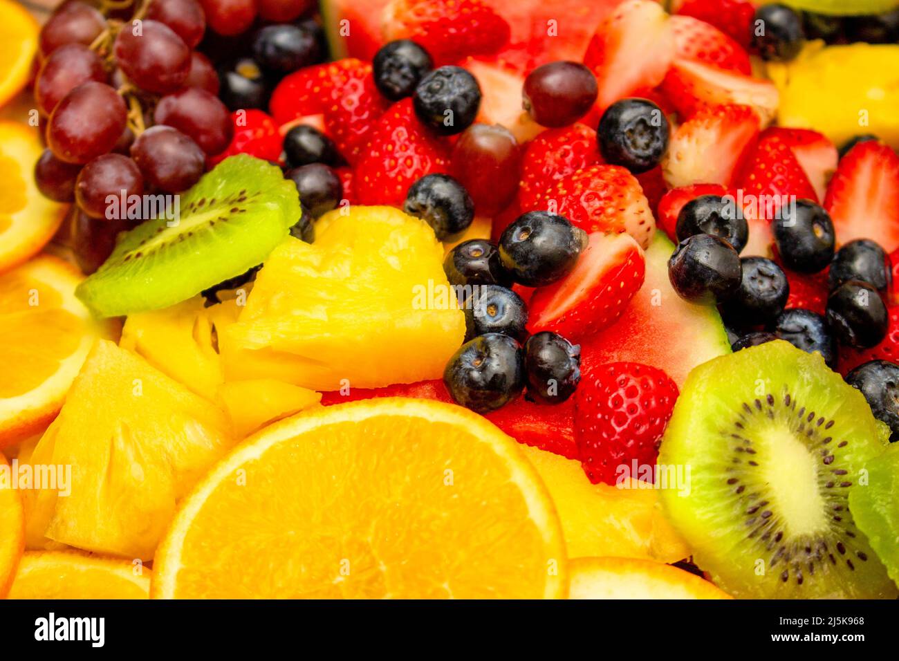 Fresh fruits background, Healthy mix fruits consist of tropical fruit ...