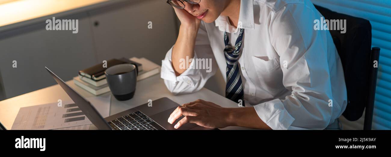 Overwork Concept The male officer resting his face on his right hand ...