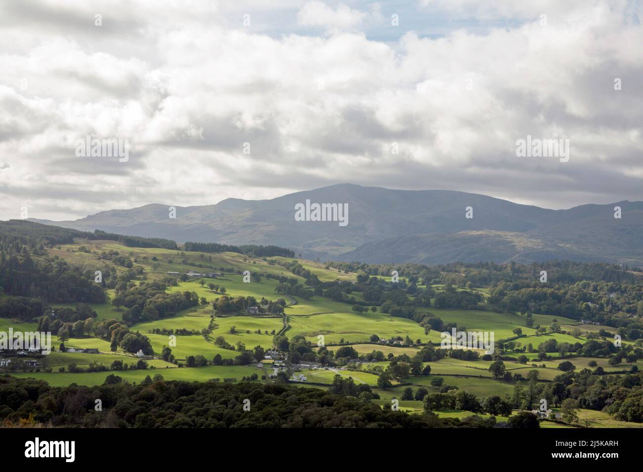 A view across Lakeland fells viewed from Letterbarrow near Hawkshead ...