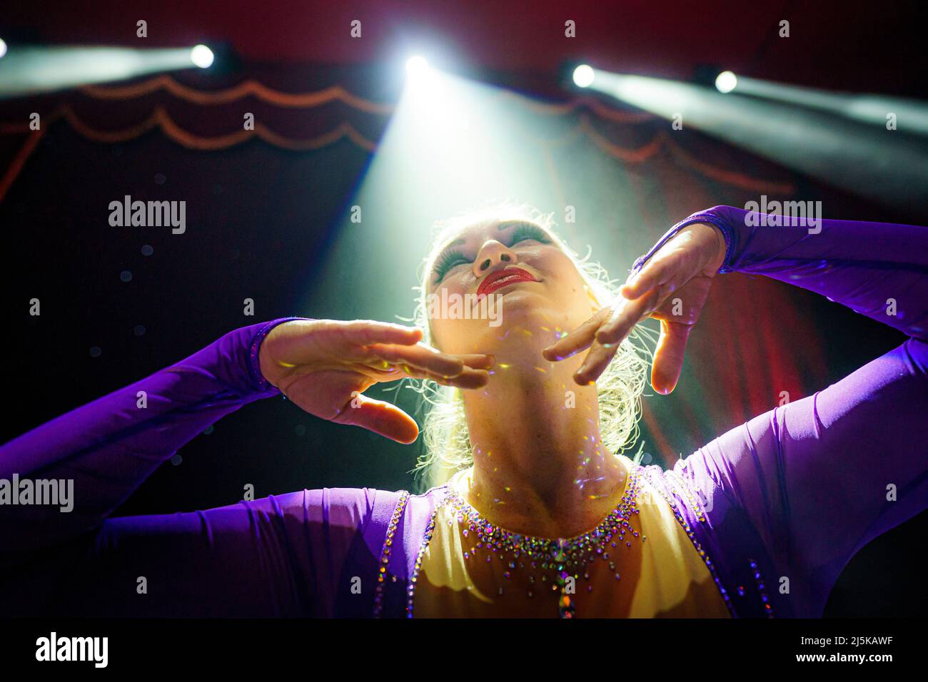 A circus high-wire performer practices her poses ahead of the weekend ...
