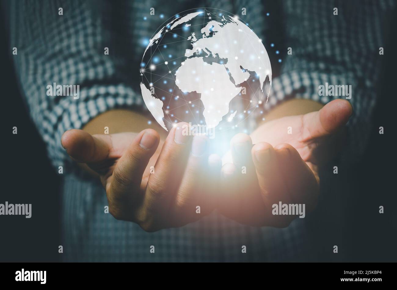 The concept of connecting the modern technology world using the ...