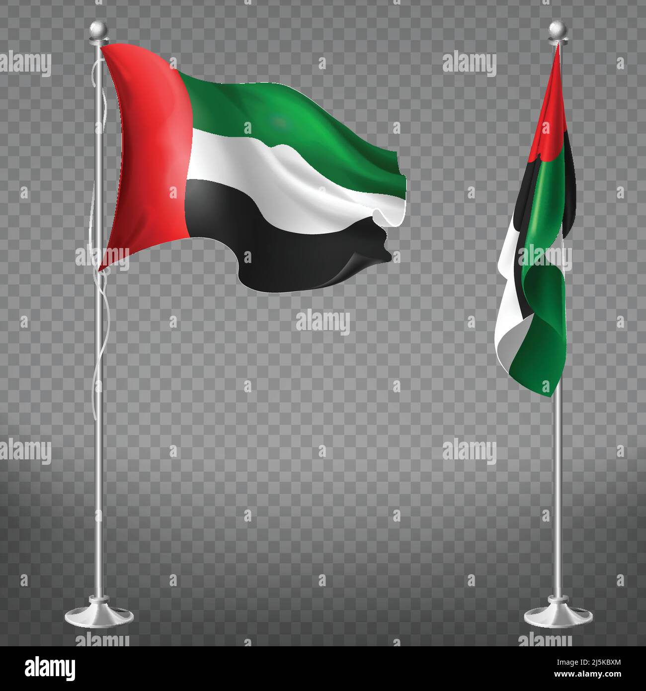 Vector 3d realistic flags of United Arab Emirates on steel poles ...