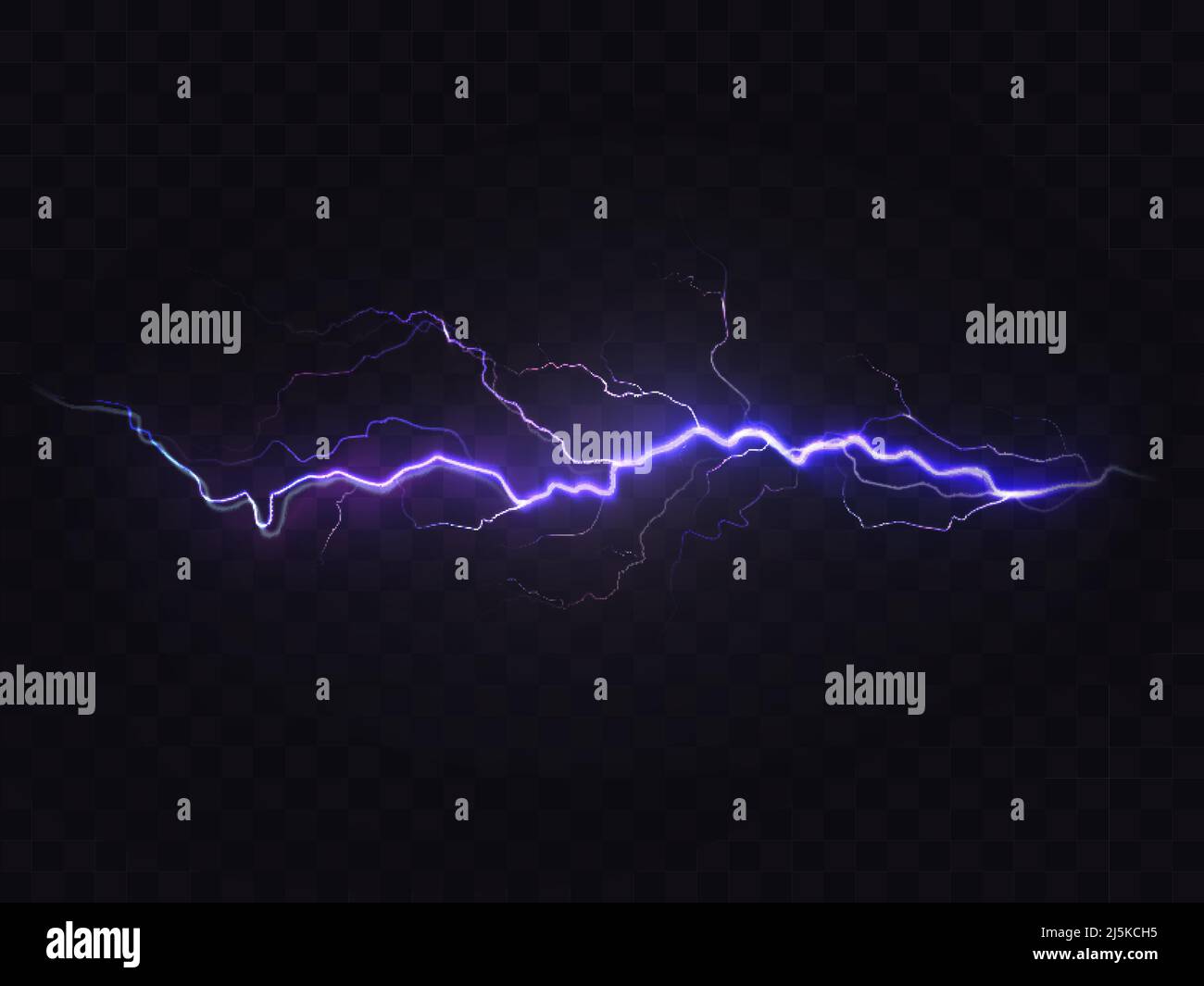 Vector realistic lightning isolated on black background. Natural light ...