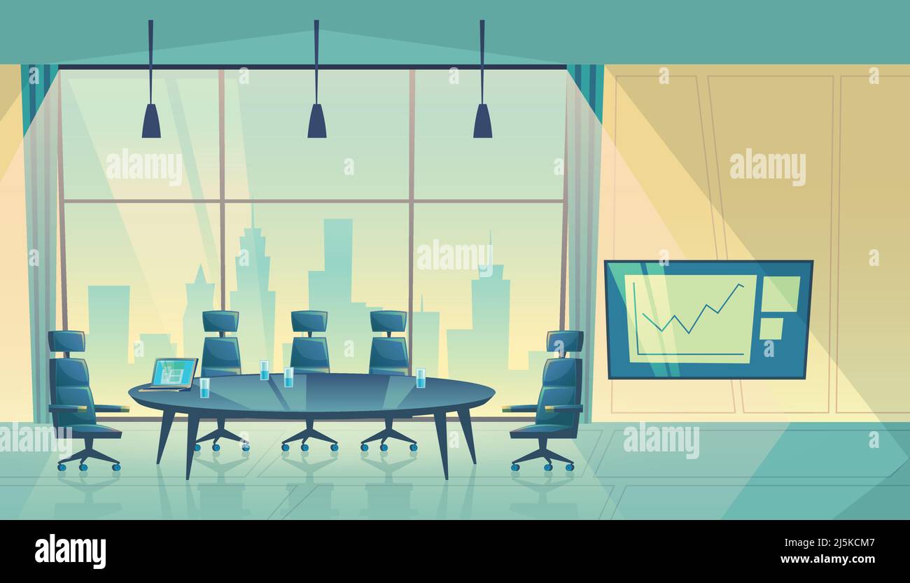 Vector conference hall for business seminar, working process. Room for ...