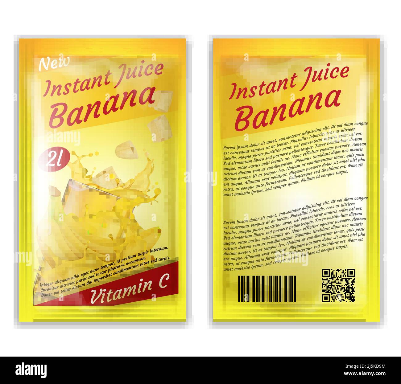 Vector 3d realistic package of instant juice isolated on white ...