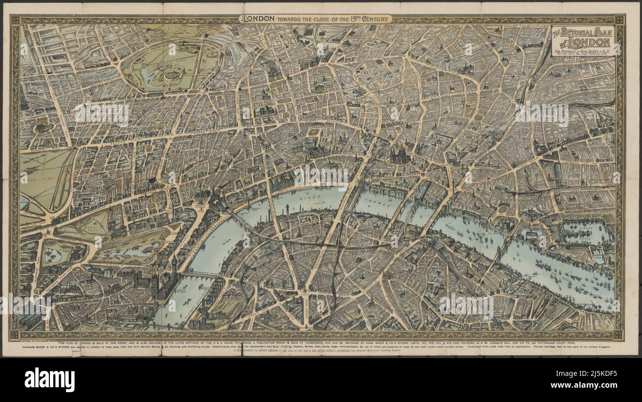 Vintage map of London and area from 17th/18th century. Map is ...