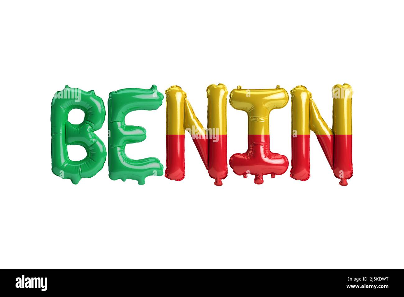 3d illustration of Benin-letter balloons with flags color isolated on ...