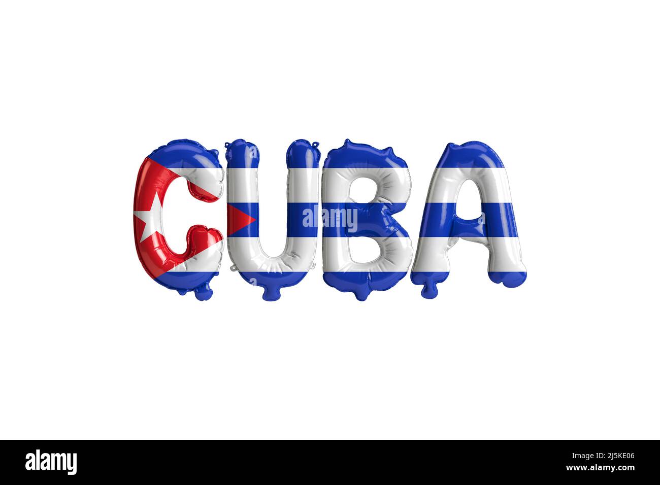 3d illustration of Cuba-letter balloons with flags color isolated on ...