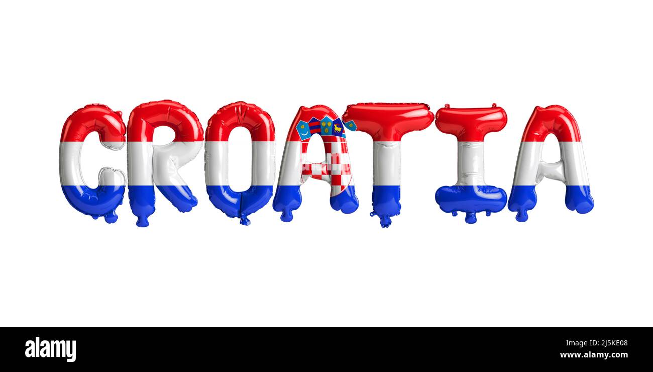 3d illustration of Croatia-letter balloons with flags color isolated on ...