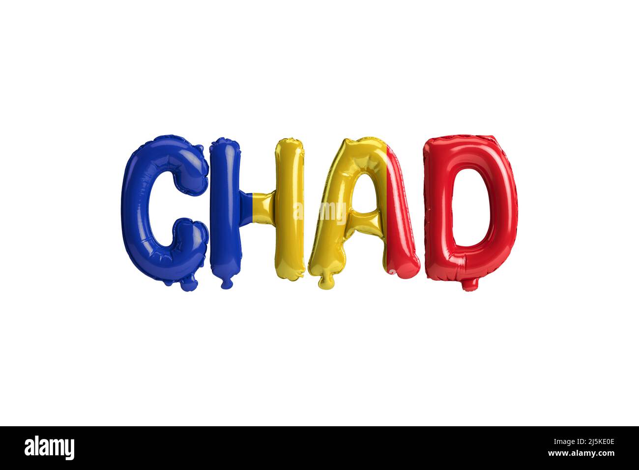 3d illustration of Chad-letter balloons with flags color isolated on ...