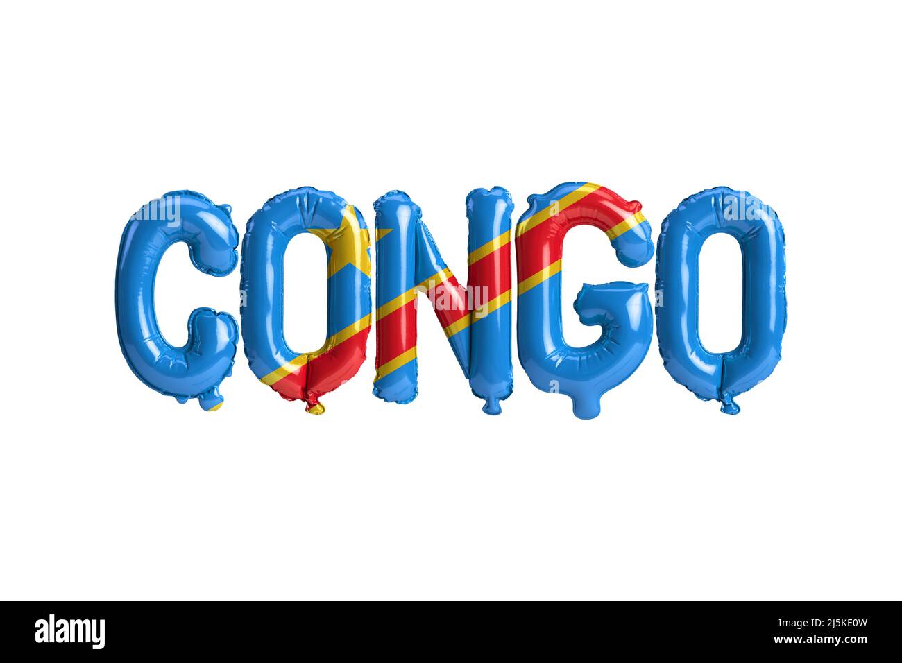 3d illustration of Congo-letter balloons with flags color isolated on ...