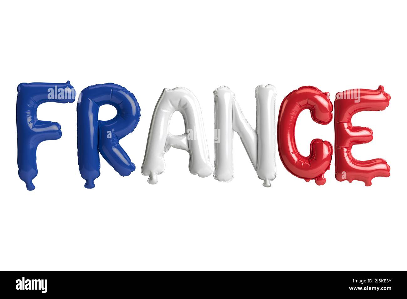 3d illustration of France-letter balloons with flags color isolated on ...