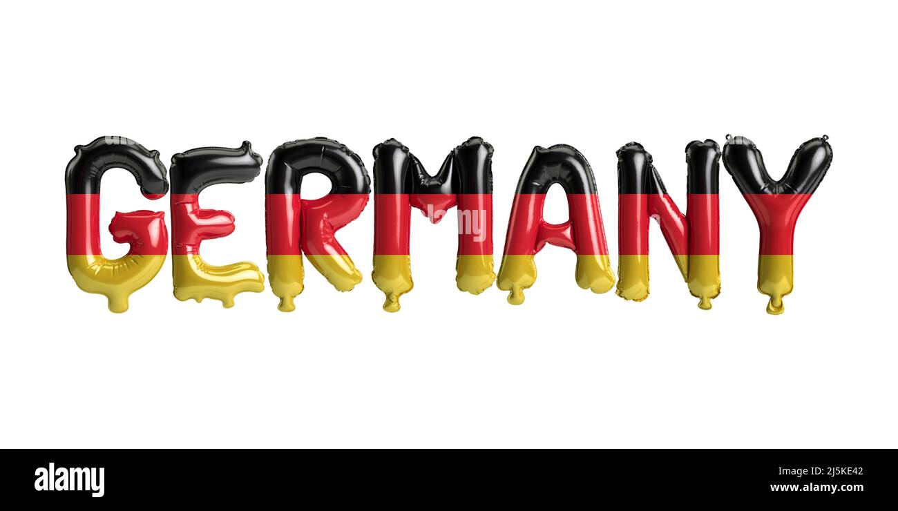 3d illustration of Germany-letter balloons with flags color isolated on ...