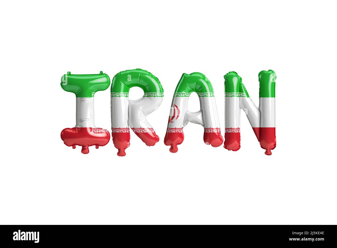 3d illustration of Iran-letter balloons with flags color isolated on ...