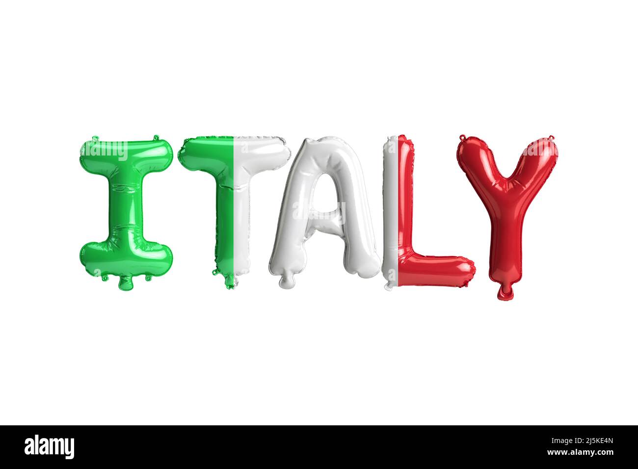 3d illustration of Italy-letter balloons with flags color isolated on ...