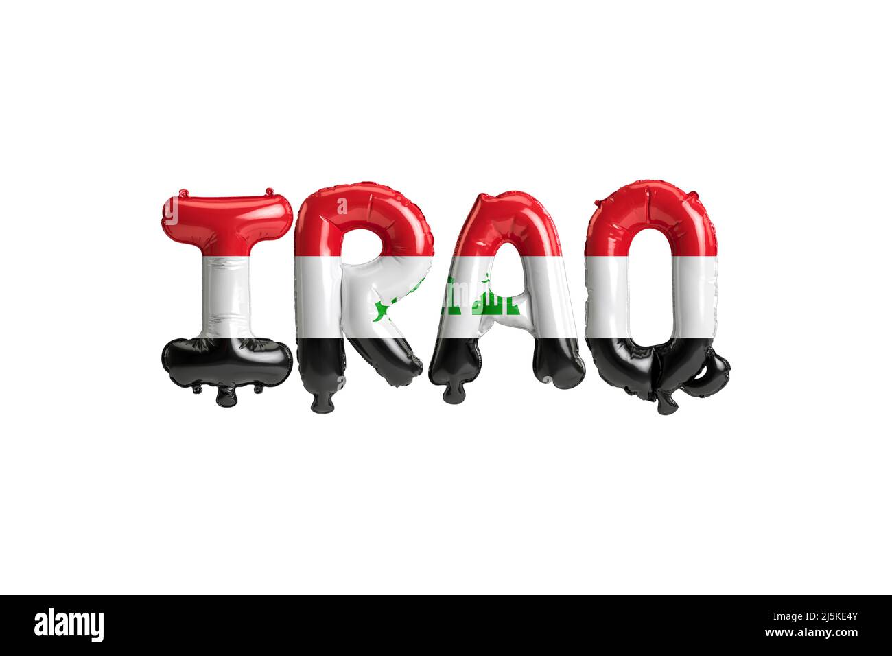 3d illustration of Iraq-letter balloons with flags color isolated on ...