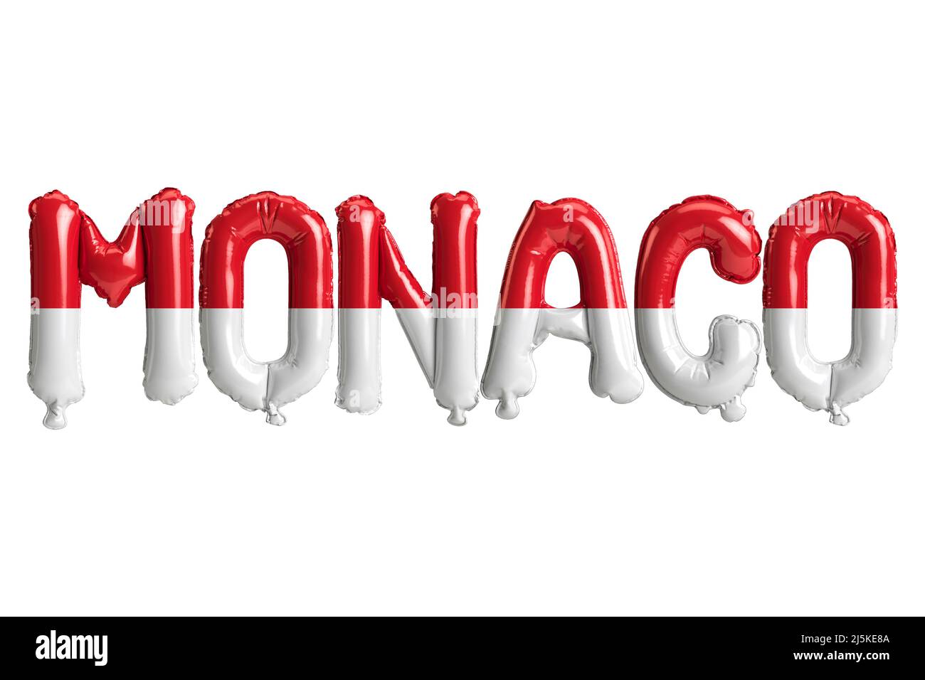 3d illustration of Monaco-letter balloons with flags color isolated on ...