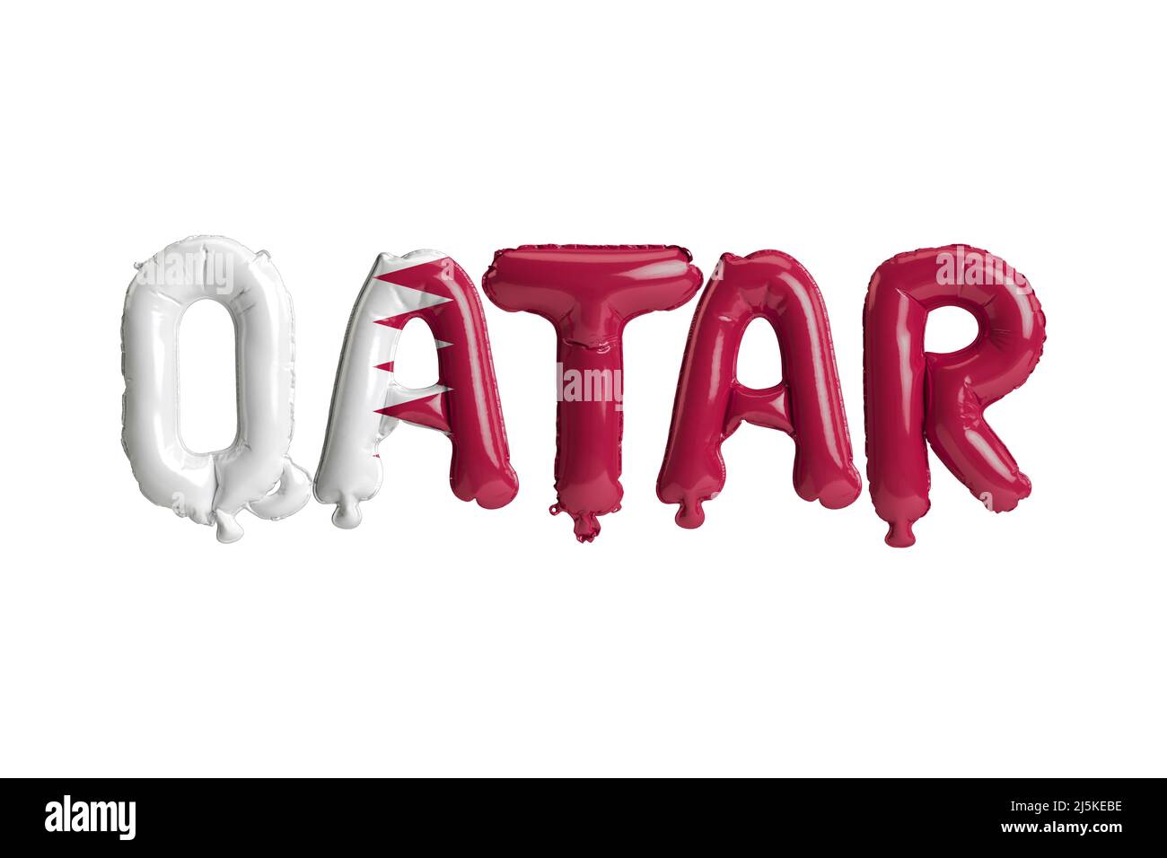 3d illustration of Qatar-letter balloons with flags color isolated on ...