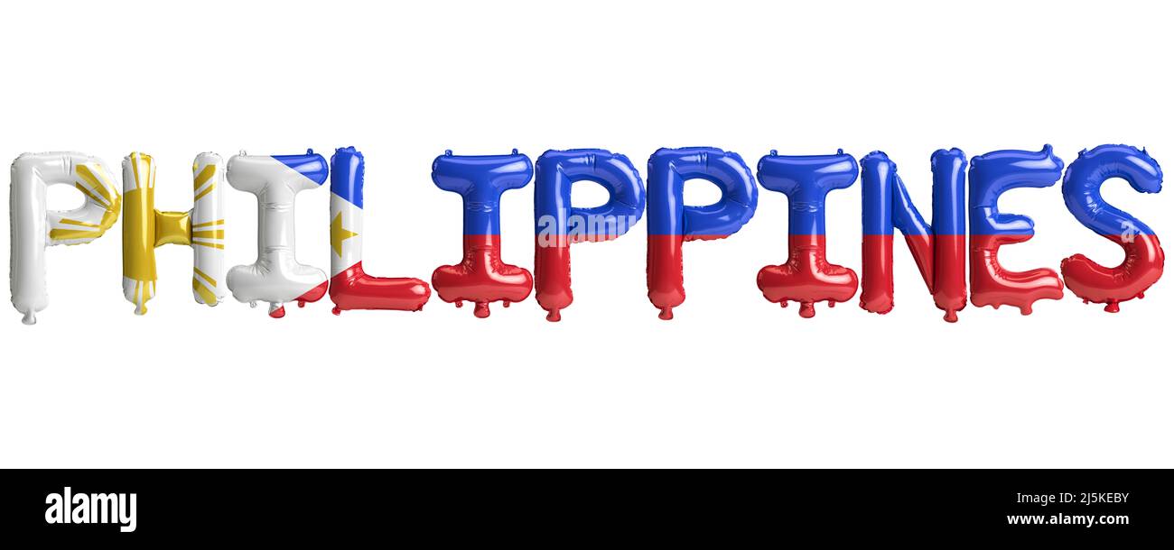 3d illustration of Philippines-letter balloons with flags color ...