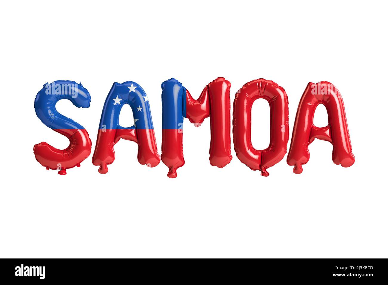 3d illustration of Samoa-letter balloons with flags color isolated on ...