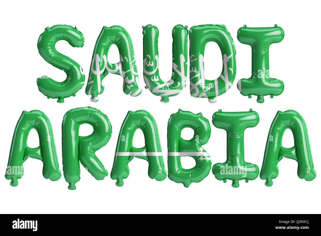 3d illustration of Saudi Arabia-letter balloons with flags color ...