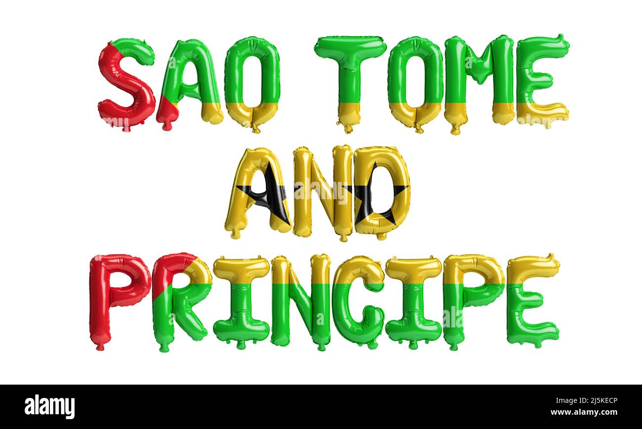 3d illustration of Sao Tome and Principe-letter balloons with flags ...
