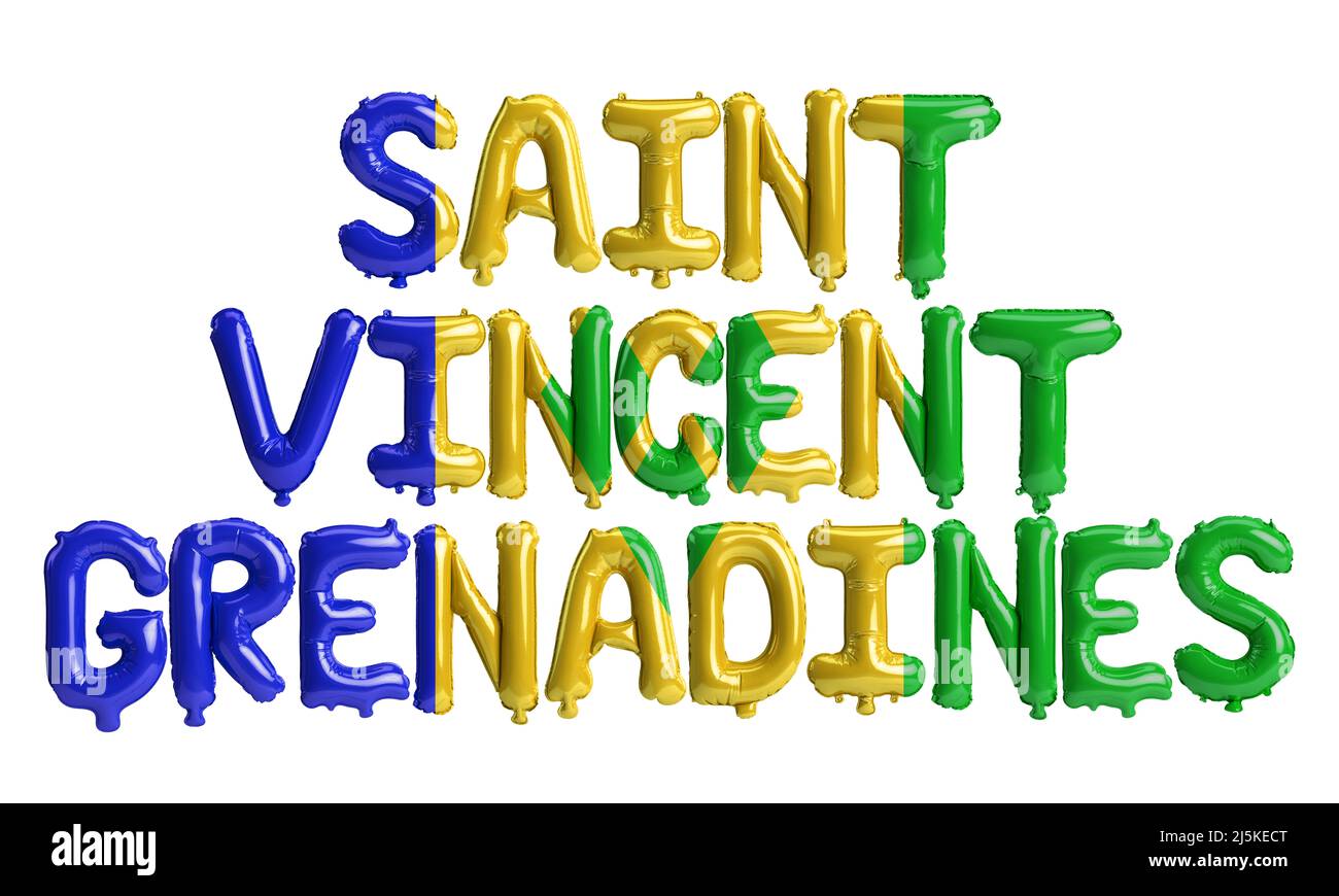 3d illustration of Saint Vincent and Grenadines-letter balloons with ...