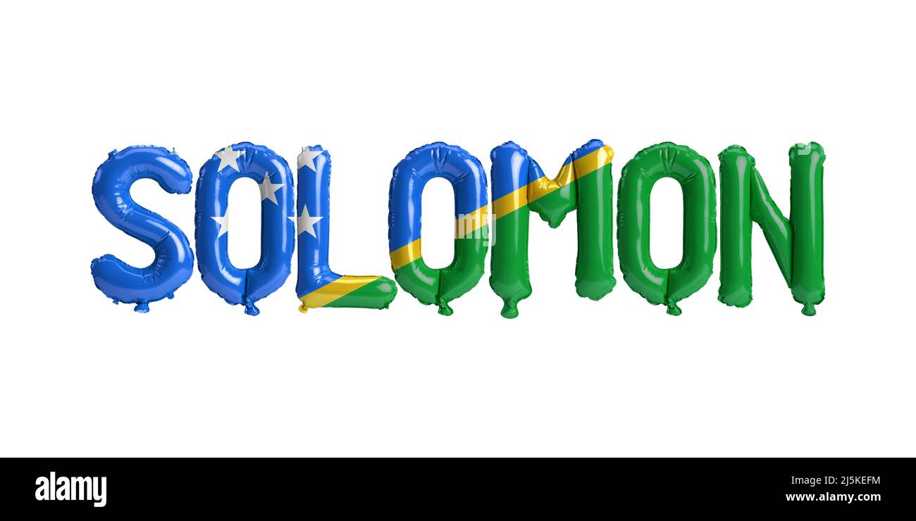 3d illustration of Solomon-letter balloons with flags color isolated on ...