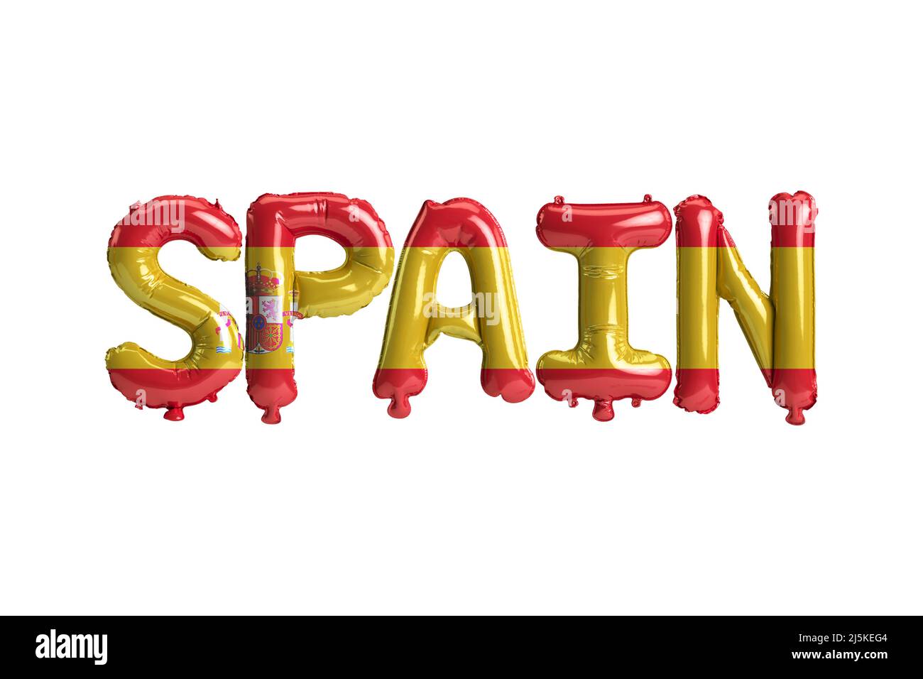 3d illustration of Spain-letter balloons with flags color isolated on ...