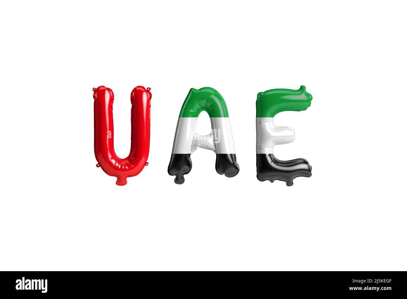 3d illustration of Uae-letter balloons with flags color isolated on ...