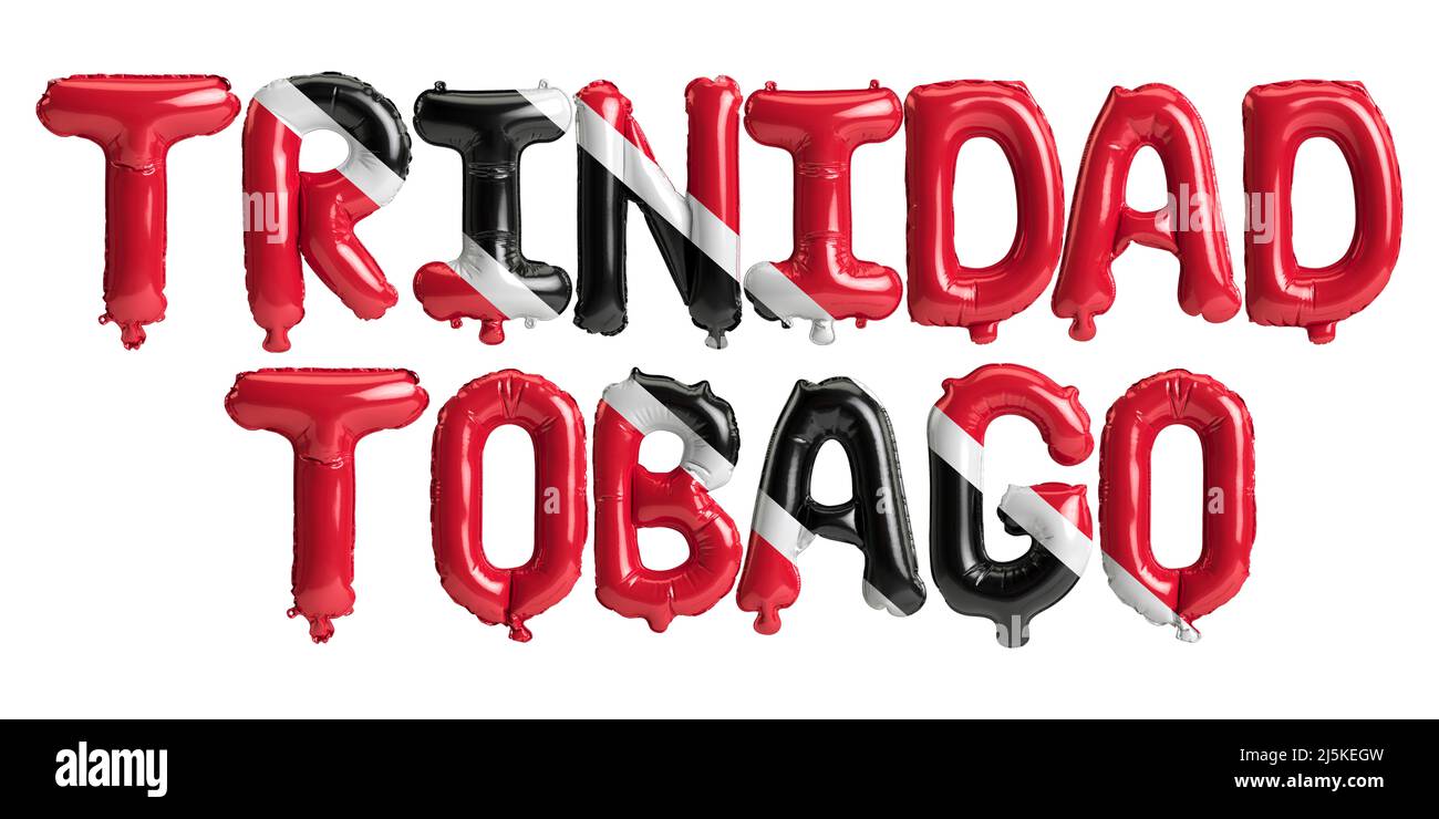 3d illustration of Trinidad Tobago-letter balloons with flags color ...