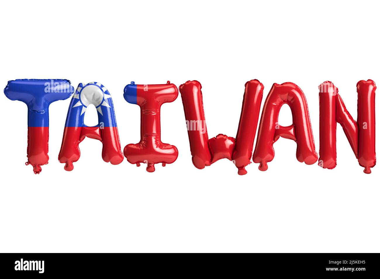 3d illustration of Taiwan-letter balloons with flags color isolated on ...