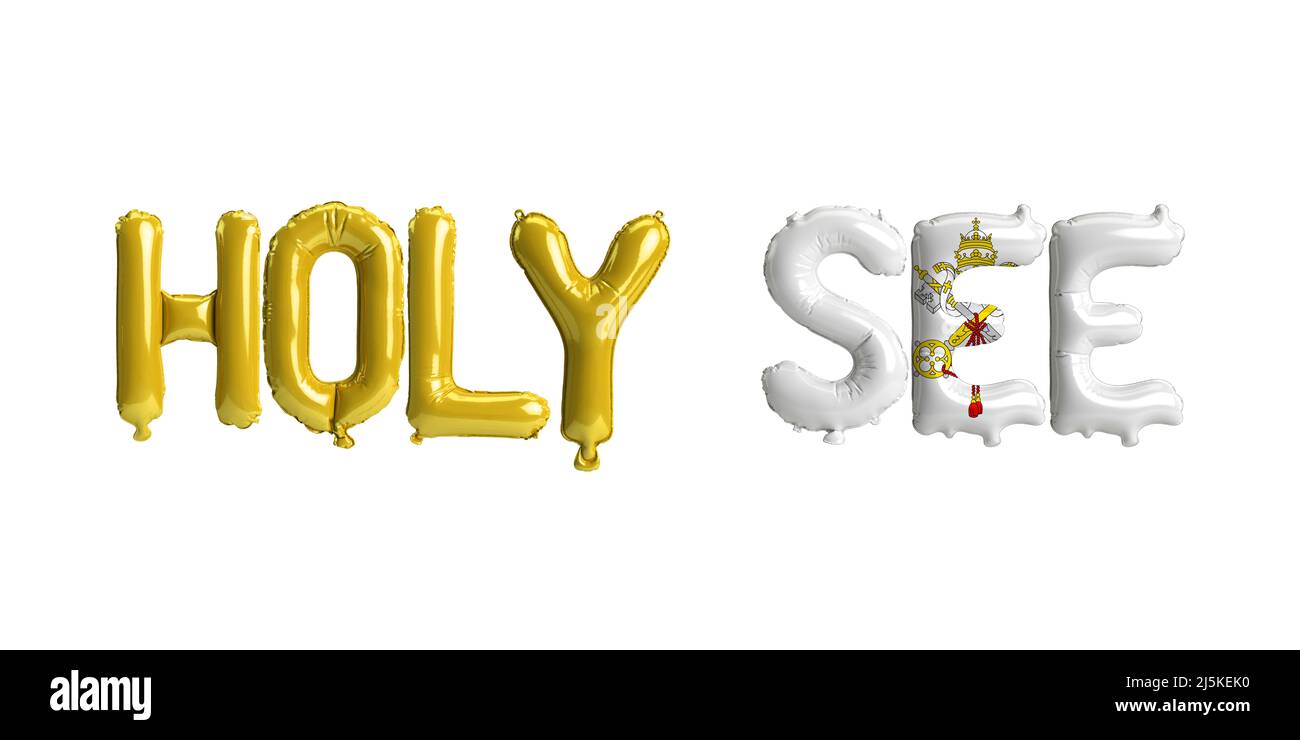 3d illustration of Holy See-letter balloons with flags color isolated ...