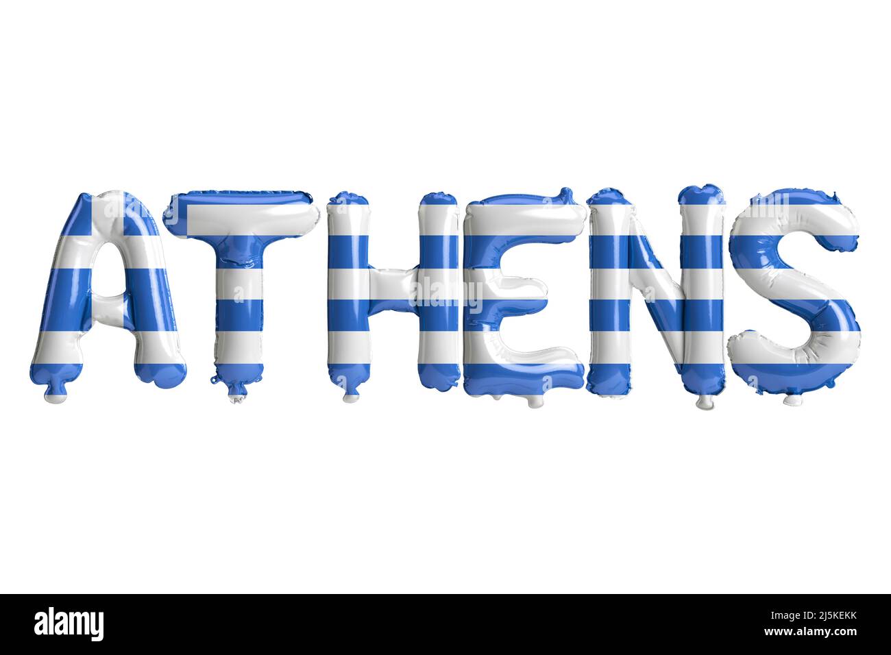 3d illustration of Athens capital balloons with Greece flags color ...