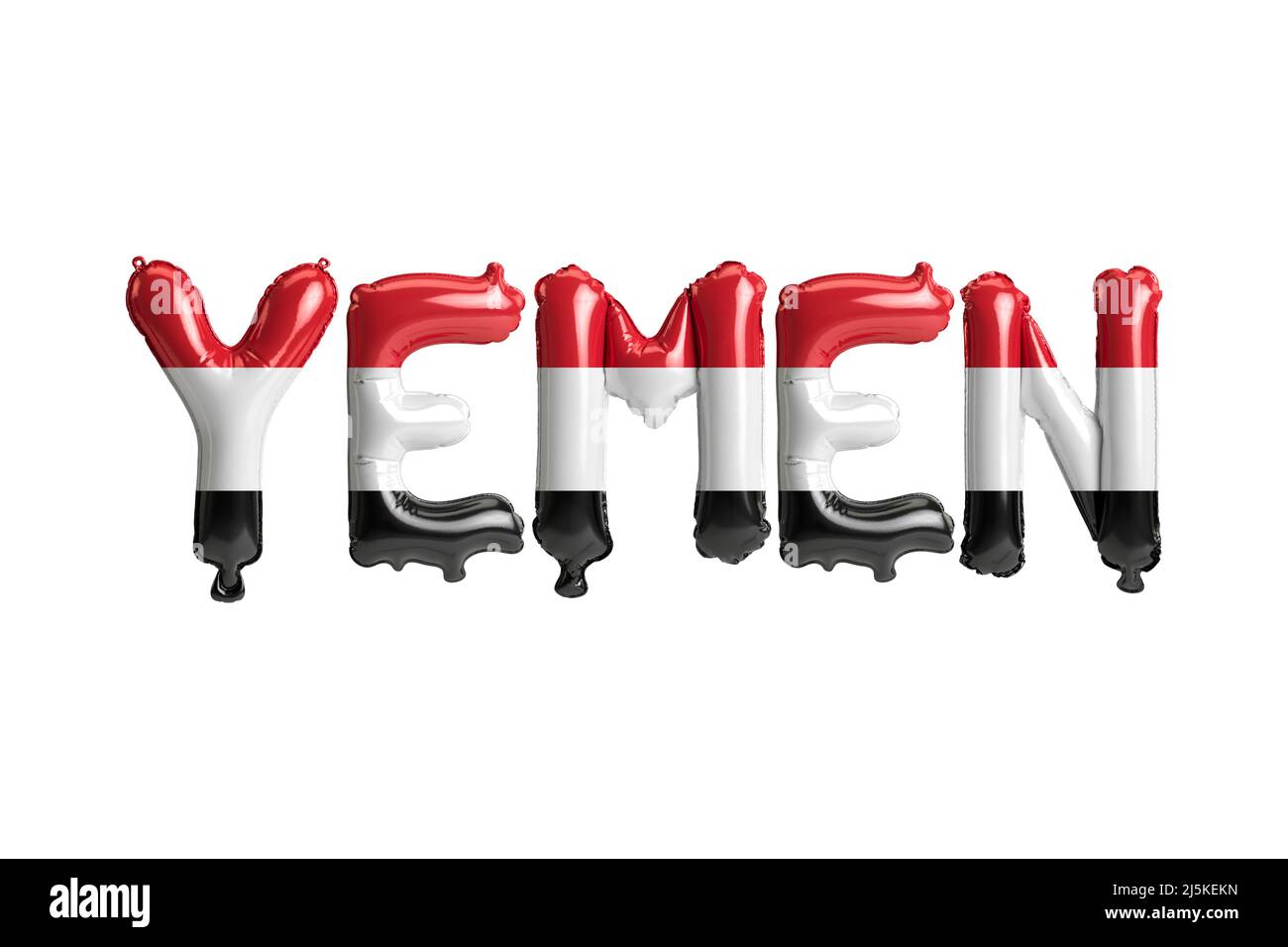 3d illustration of Yemen-letter balloons with flags color isolated on ...