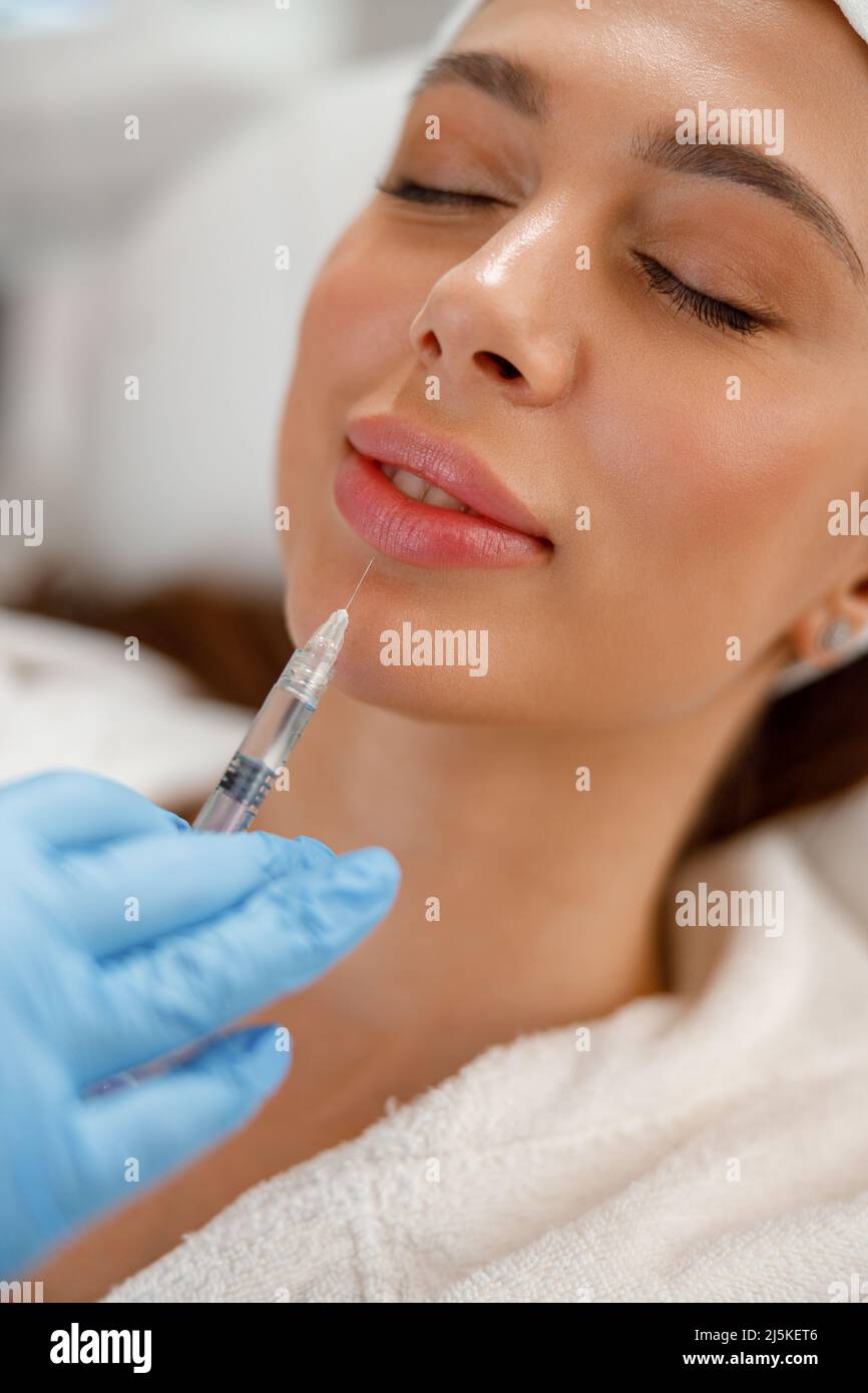 Beauty injections lips augmentation procedure hi-res stock photography and images - Alamy