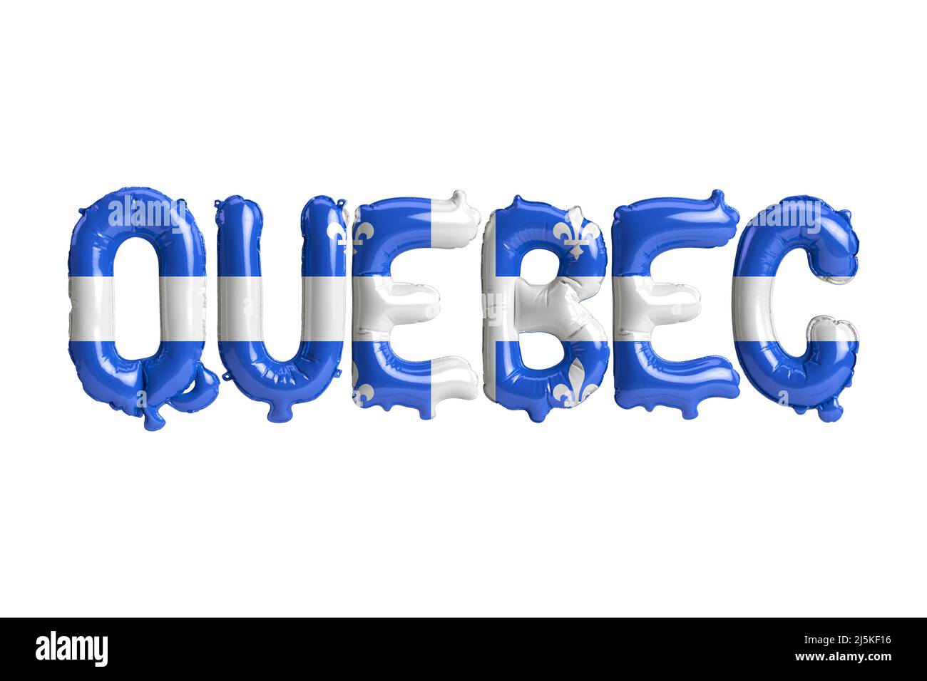 3d illustration of Quebec Canada balloons with Quebec flags color ...