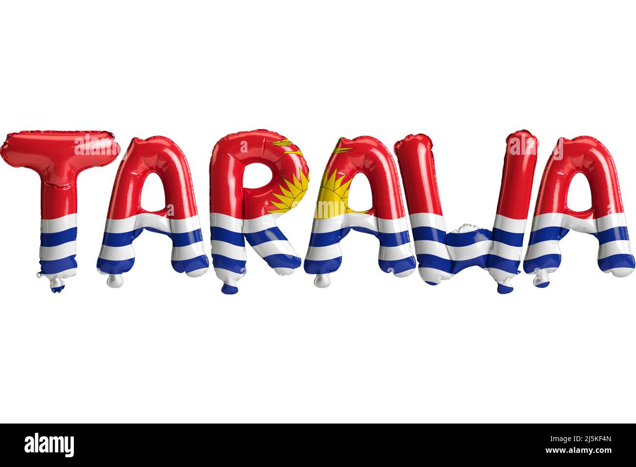 3d illustration of Tarawa capital balloons with Kiribati flags color ...