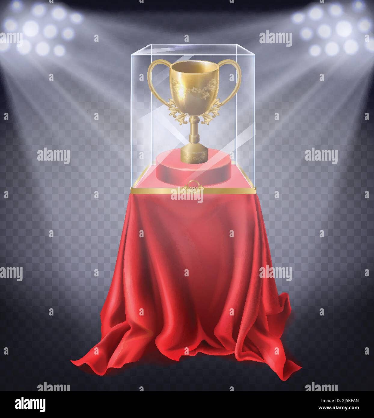 Vector realistic illustration of museum exhibit, golden cup, goblet ...