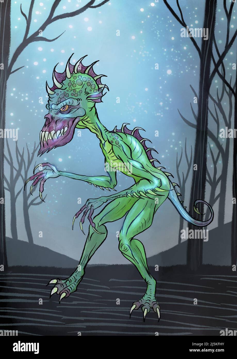 Illustration of a Chupacabra Stock Photo - Alamy