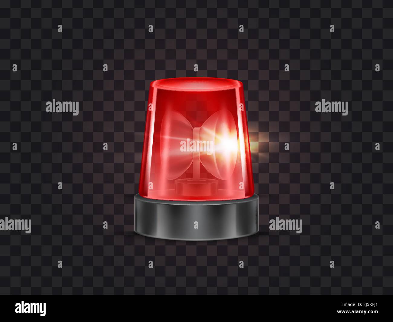 Vector illustration of red flasher, flashing beacon with siren for ...