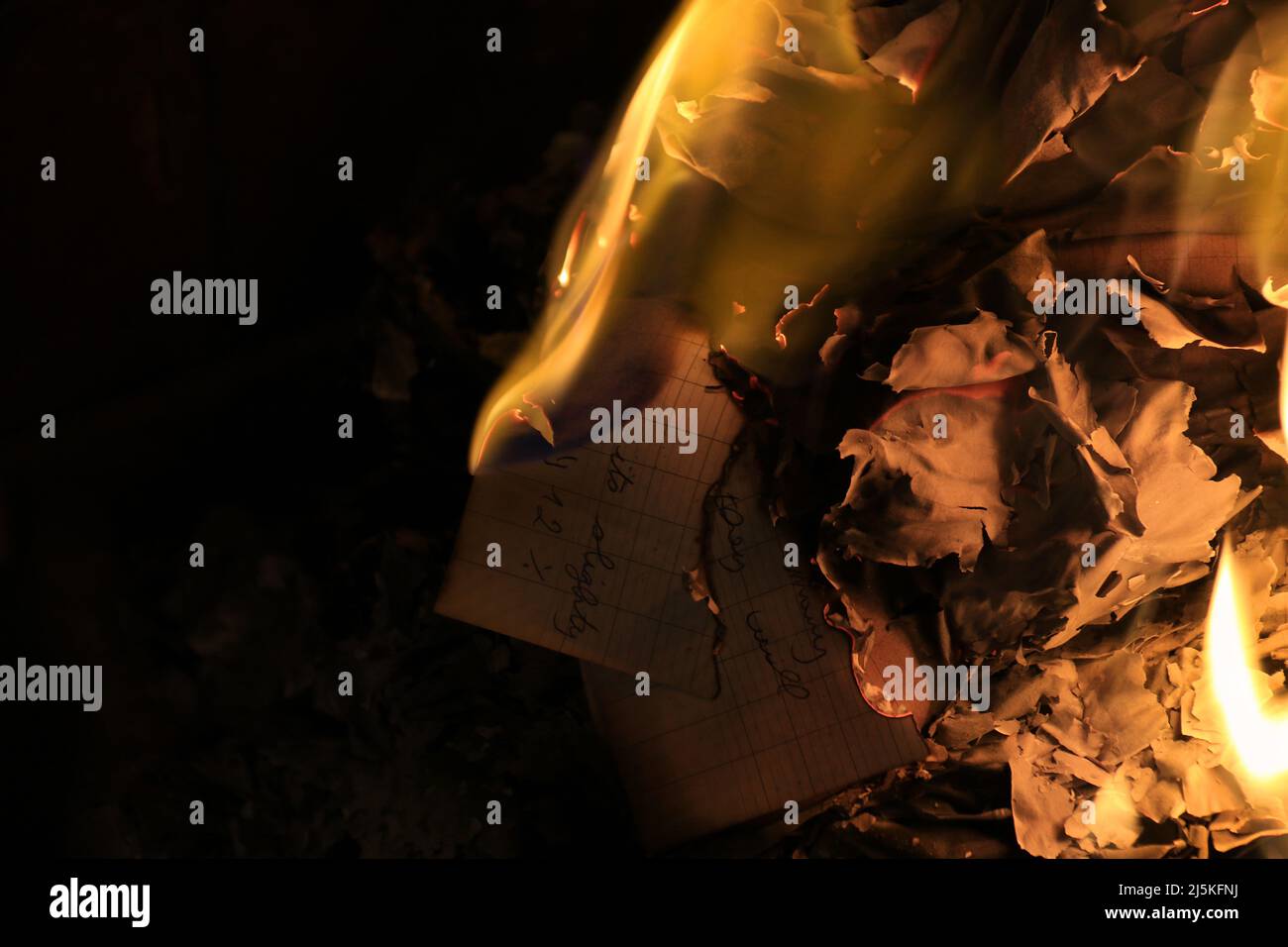 A document burning in flaming fire Stock Photo - Alamy