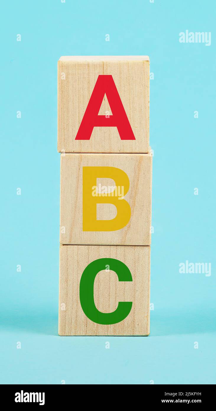 ABC on wooden blocks. ABC letters alphabet on wooden cube blocks Stock ...