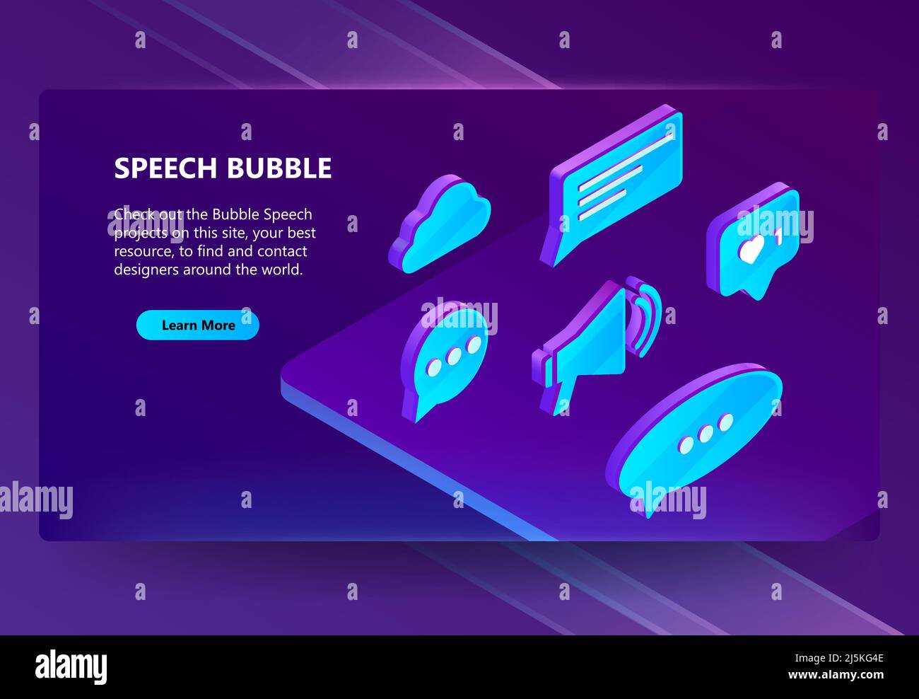 3d vector isometric icons of speech bubbles on the website page ...