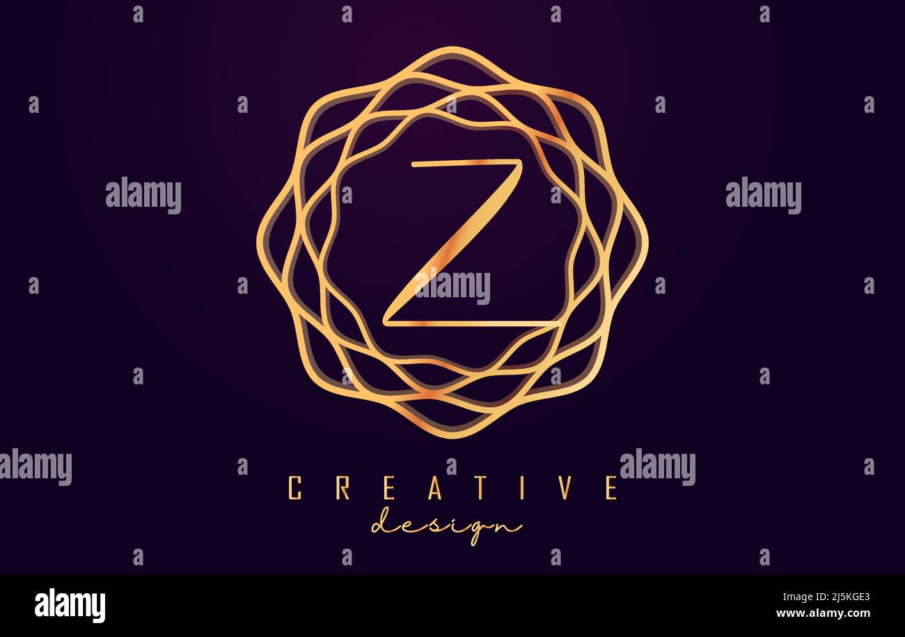 Golden gradient Z letter logo. Vector letter with wavy monogram design ...